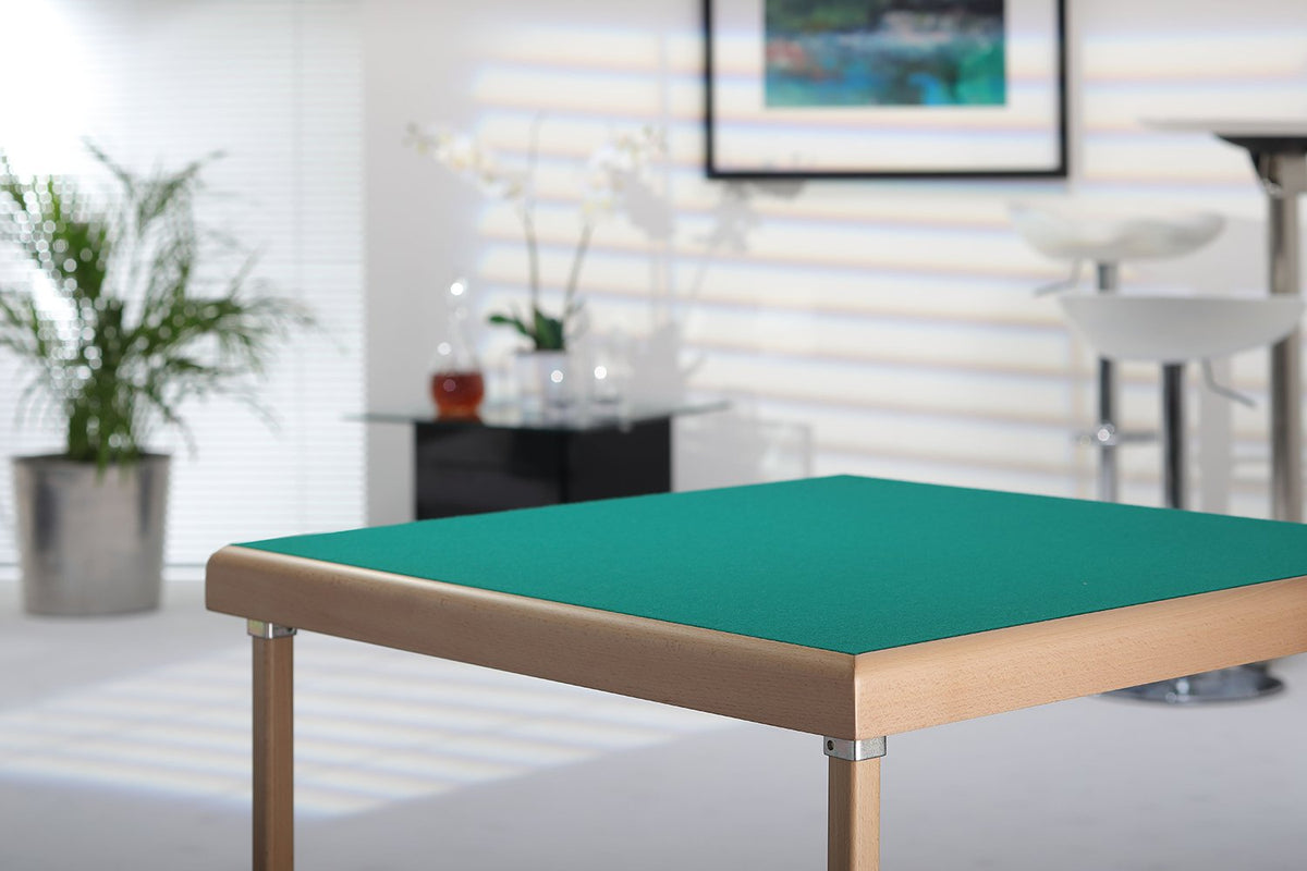 Premier card table with natural beech finish and green baize - Pelissier