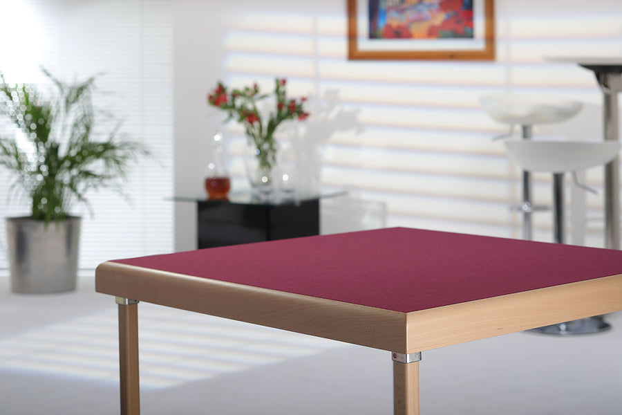 Premier card table with natural beech finish and blue baize - Pelissier