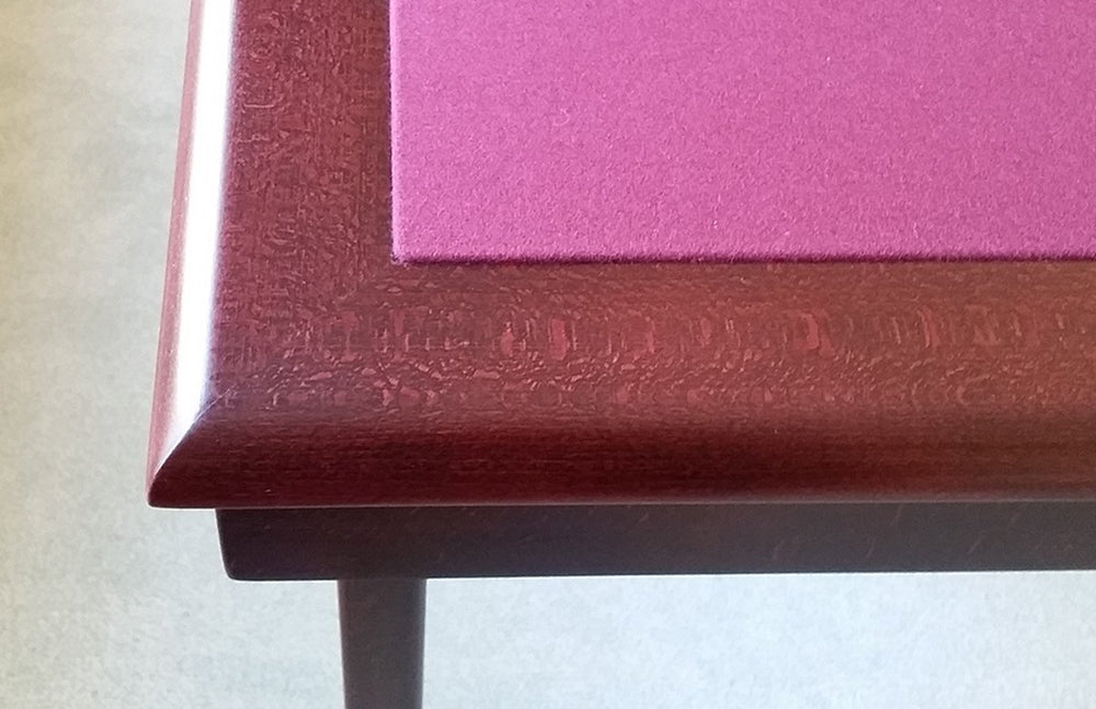 Pelissier Royal card table with walnut stained wood and burgundy baize